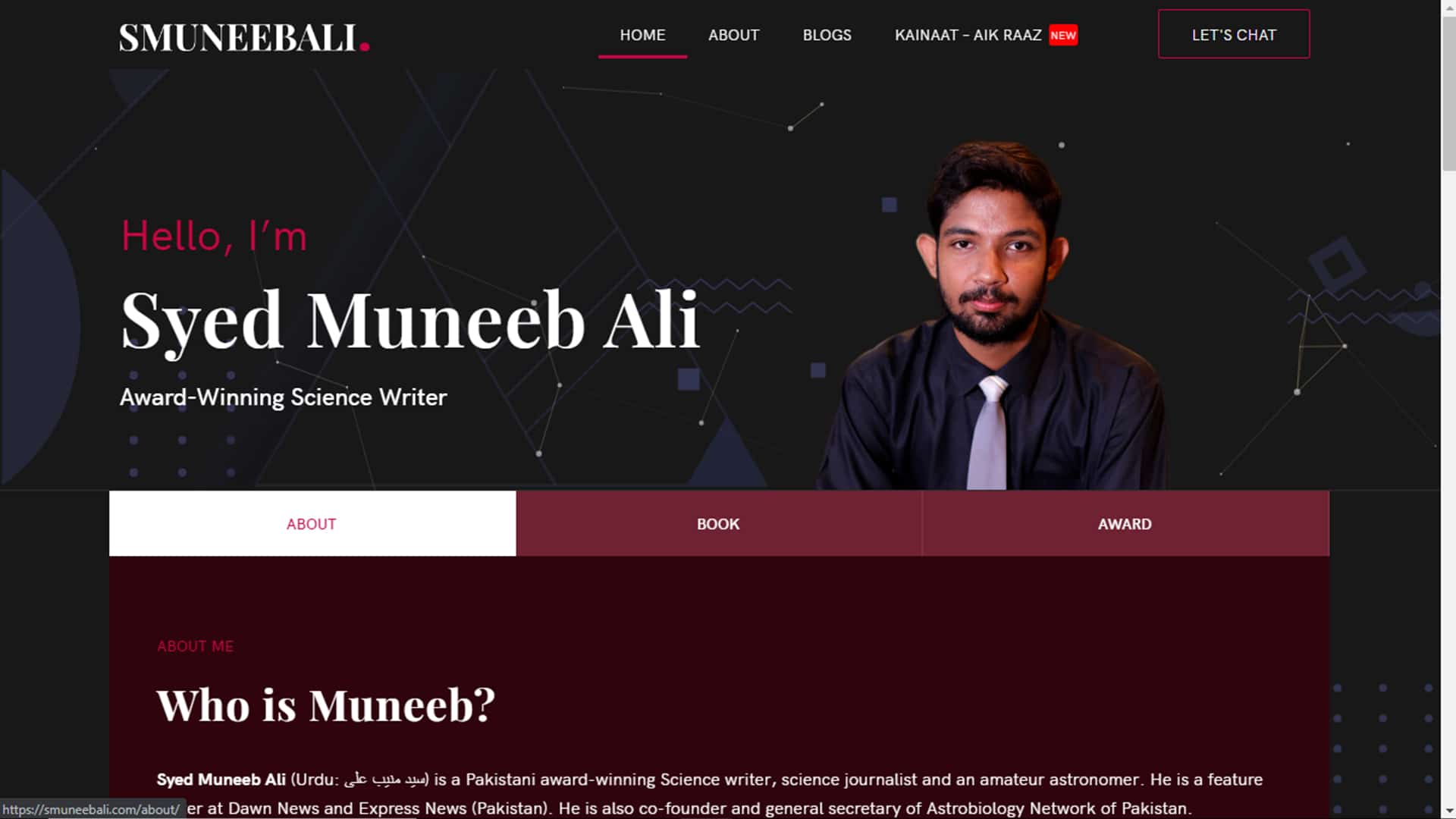 Syed Muneeb Ali | Award-Winning Science Writer